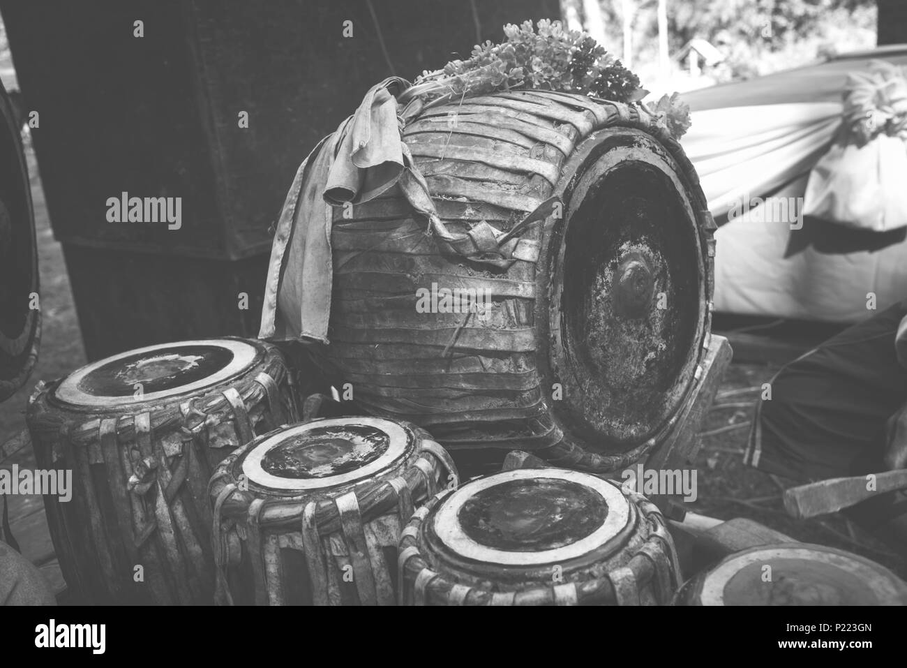 black and white local drums Stock Photo - Alamy