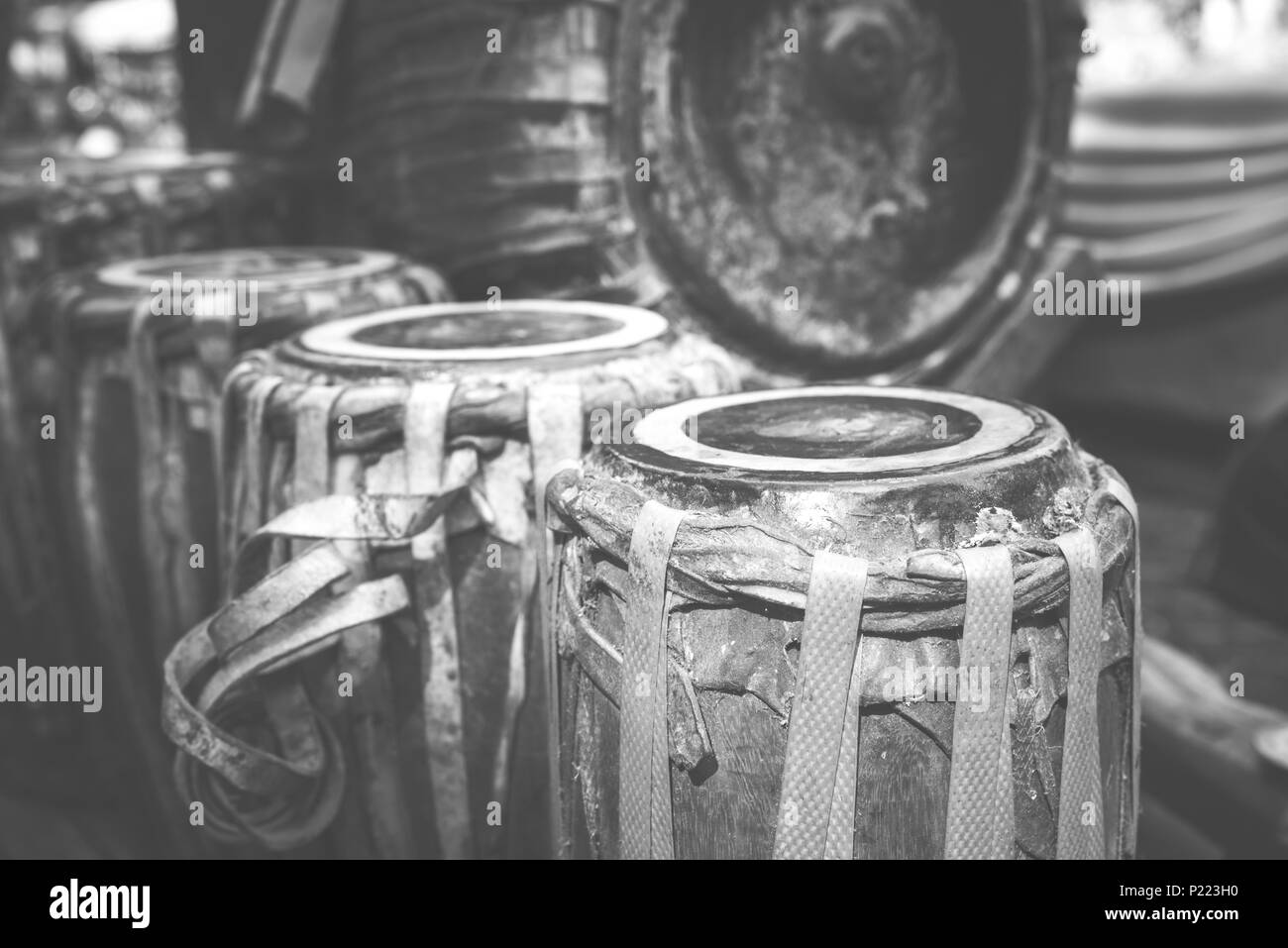 black and white local drums Stock Photo - Alamy