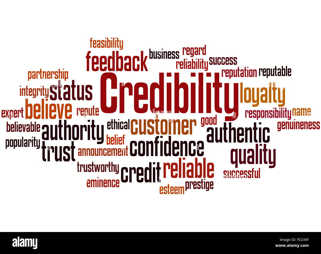 Credibility, word cloud concept on white background Stock Photo - Alamy