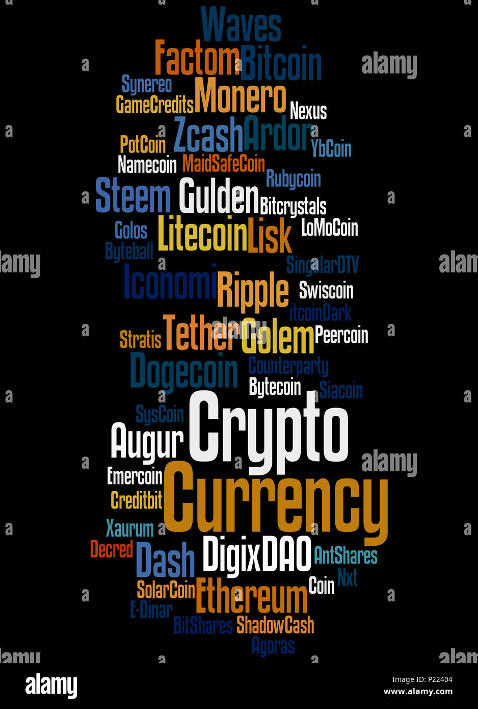 Crypto-Currency, word cloud concept on black background Stock Photo - Alamy