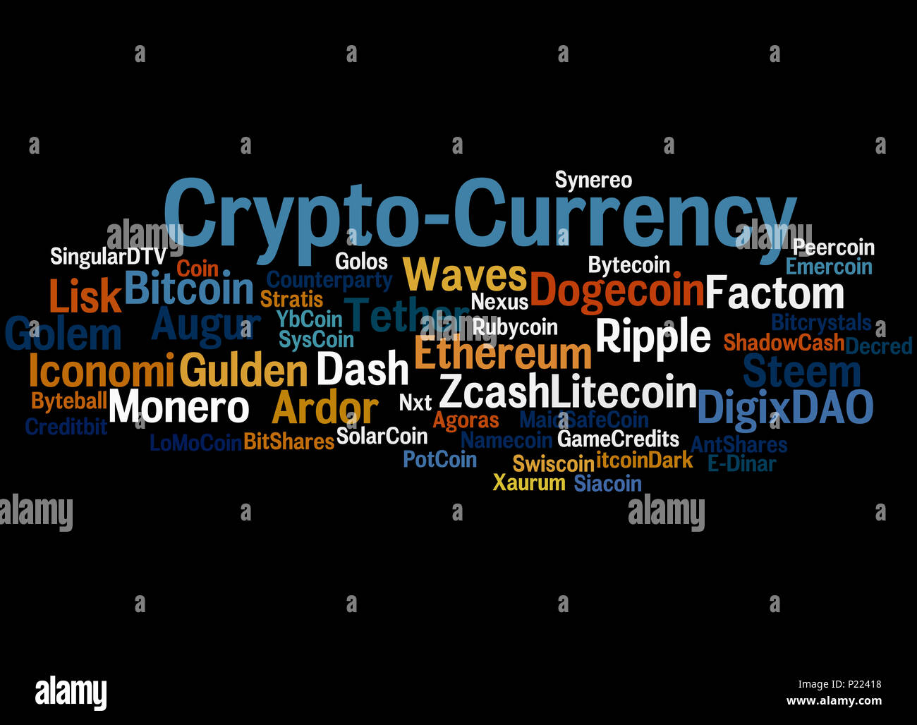 Crypto-Currency, word cloud concept on black background Stock Photo - Alamy