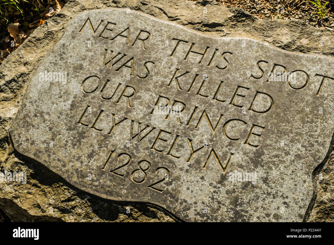 The stone memorial to Llewelyn ap Gruffydd (Llewelyn ein Llyw Olaf) at ...