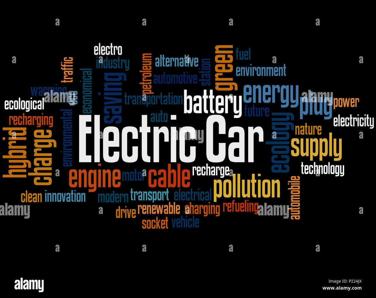 Electric Car, word cloud concept on black background Stock Photo - Alamy