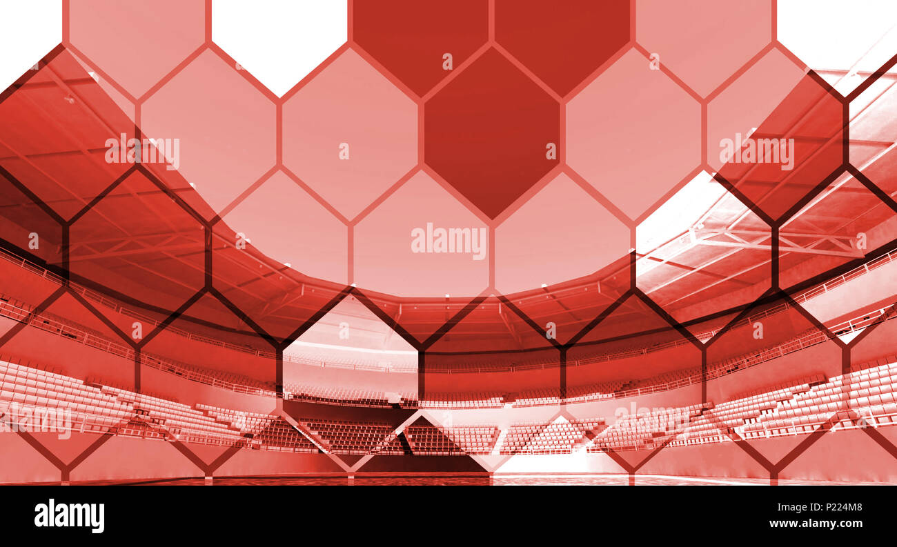 Red theme hexagon pattern with background stadium Stock Photo - Alamy