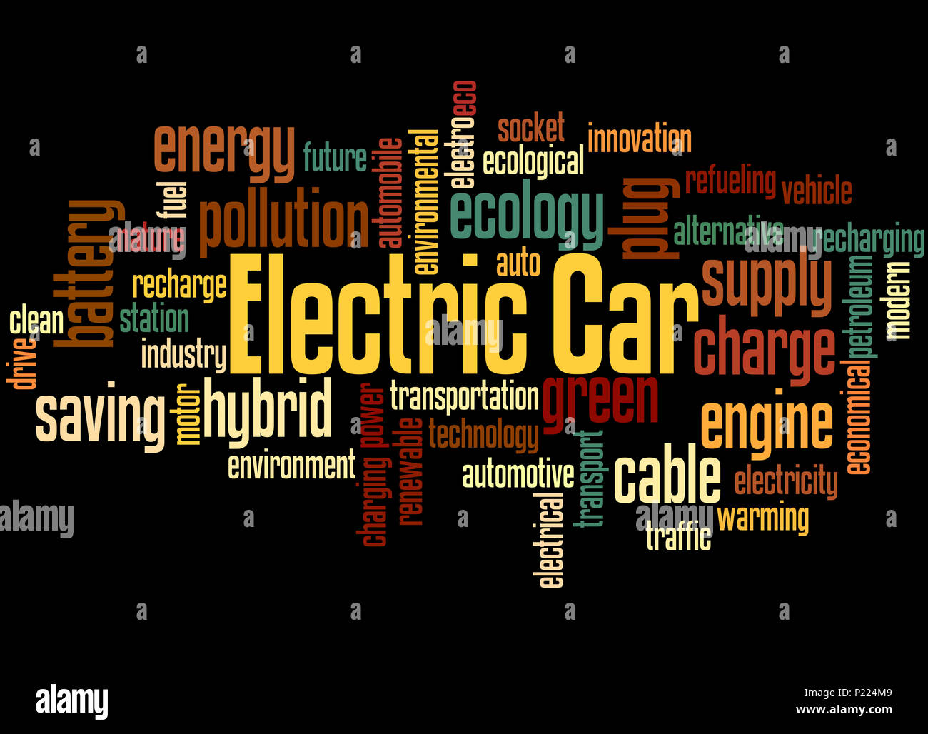 Electric Car, word cloud concept on black background Stock Photo - Alamy