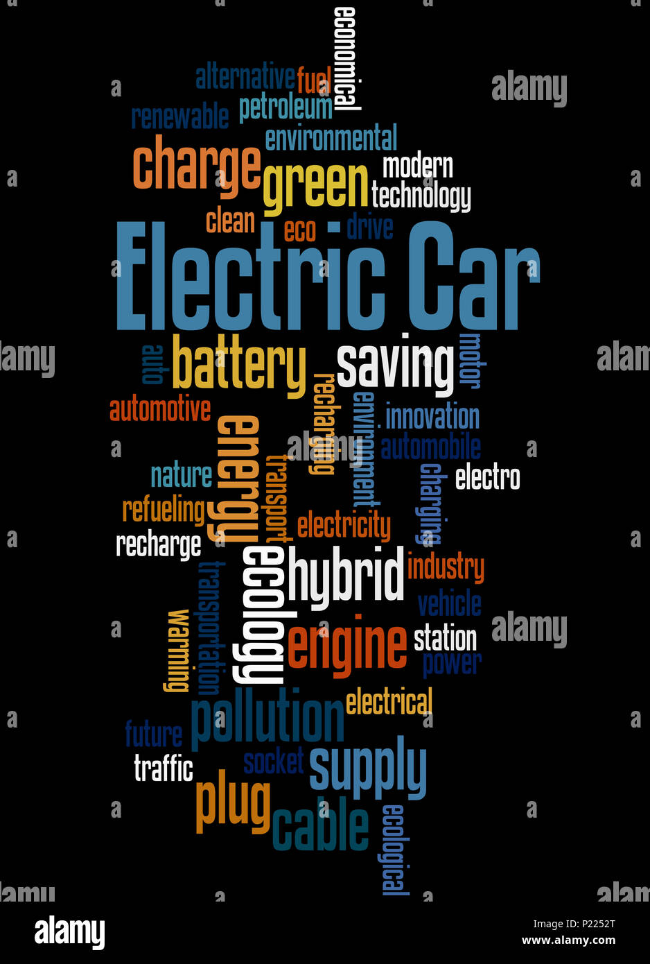 Electric Car, word cloud concept on black background Stock Photo - Alamy
