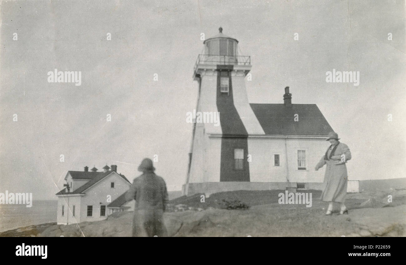 Antique circa 1930 photograph, Point Prim Lighthouse. It is located at ...