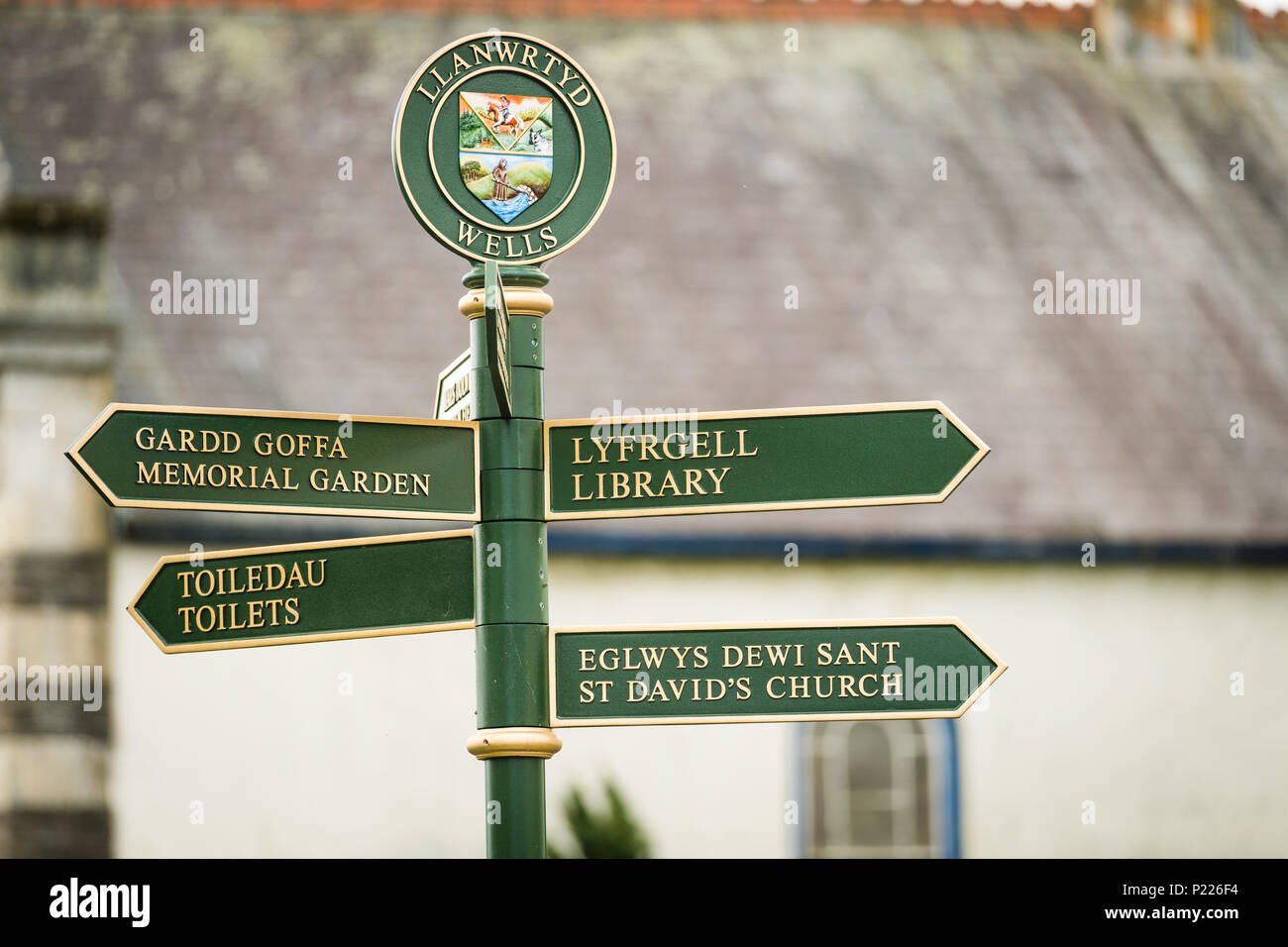 Tourist information fingerpost signs in the centre of Llanwrtyd Wells ...