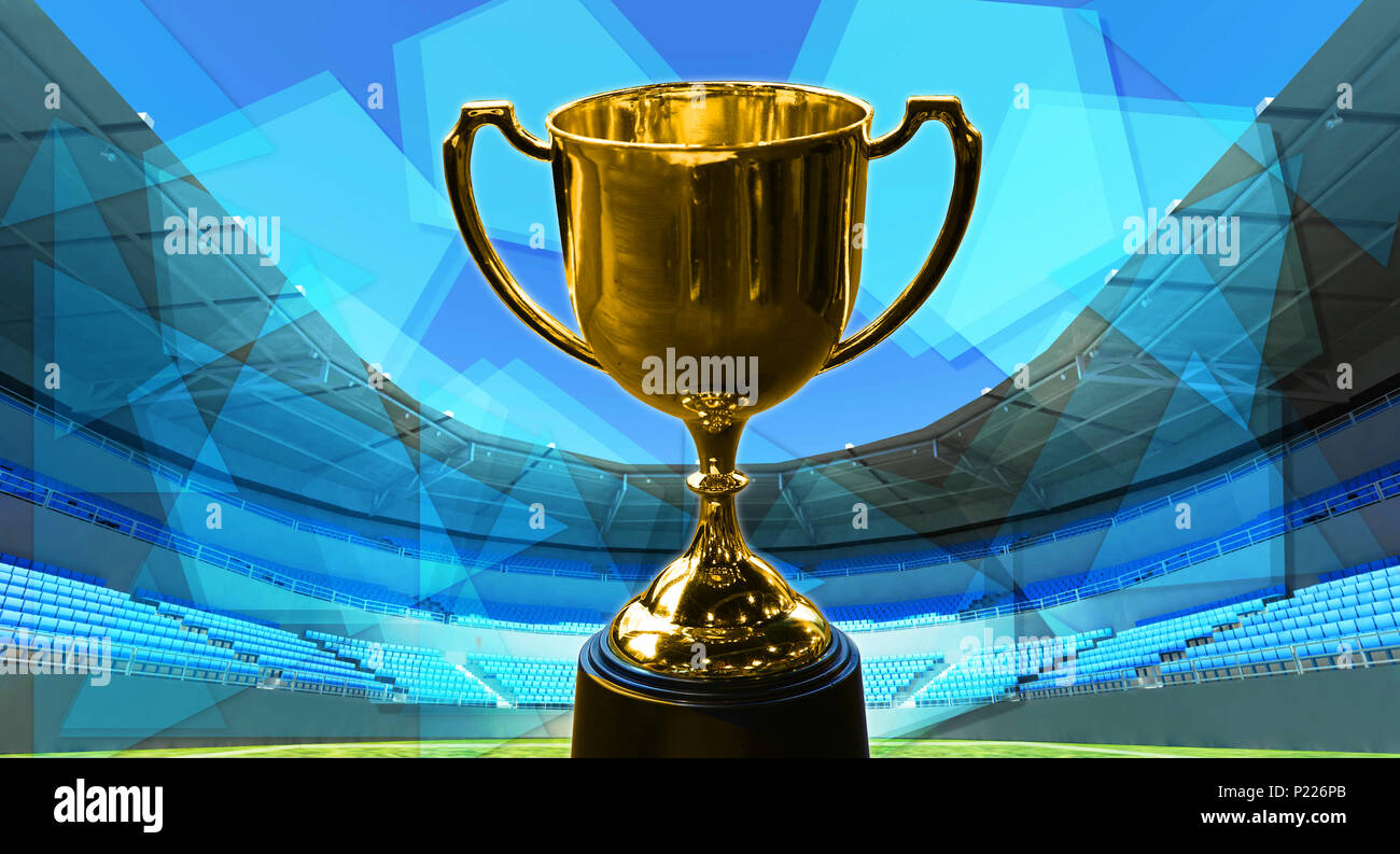 Trophy with penta pattern on background stadium Stock Photo - Alamy