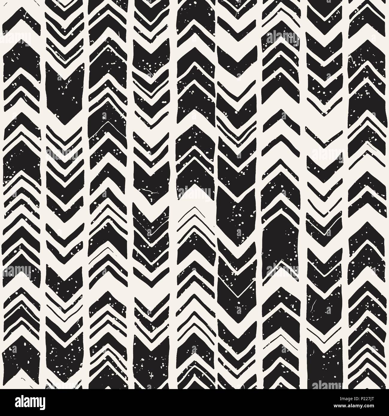 Seamless hand drawn style chevron pattern in black and white. Abstract ...