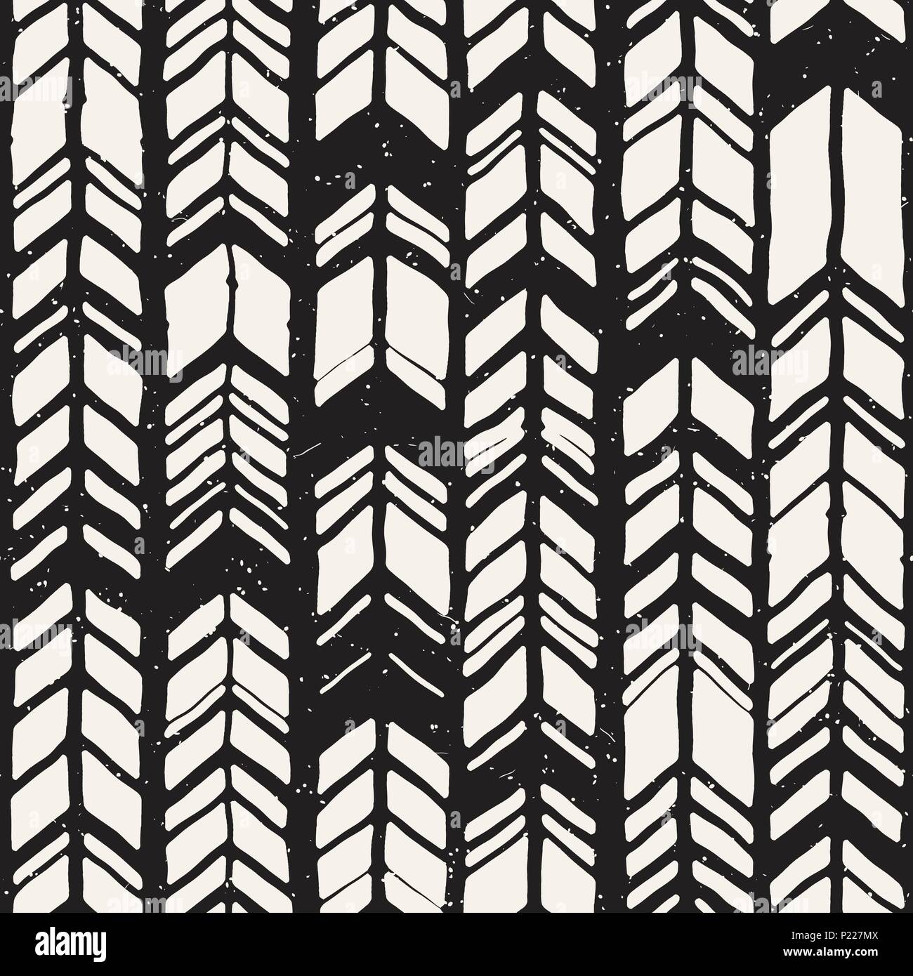 Seamless hand drawn style chevron pattern in black and white. Abstract ...