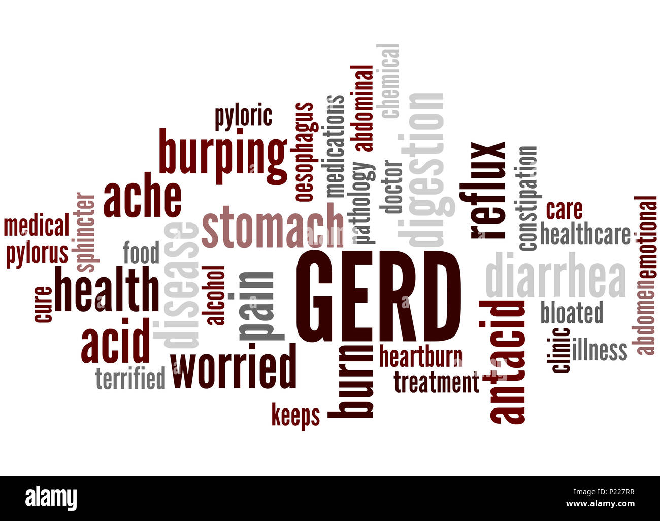 GERD - Gastroesophageal Reflux Disease, word cloud concept on white ...