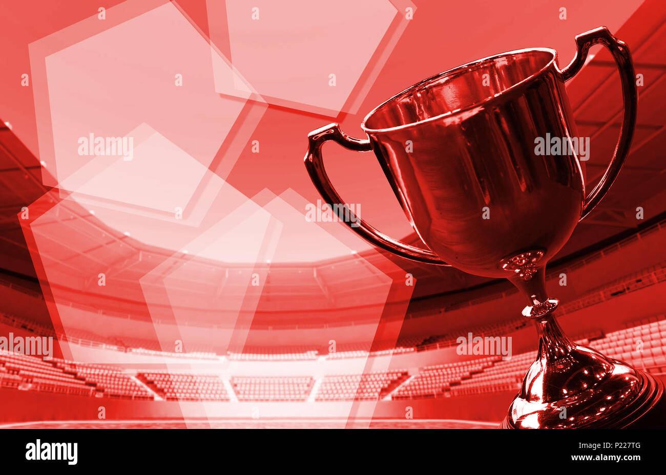 Red theme trophy with penta pattern on background stadium Stock Photo ...