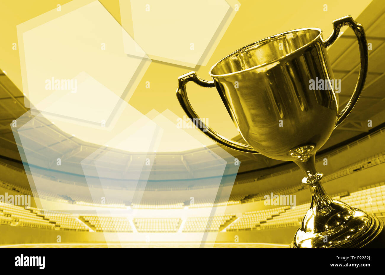 Red theme trophy with penta pattern on background stadium Stock Photo ...