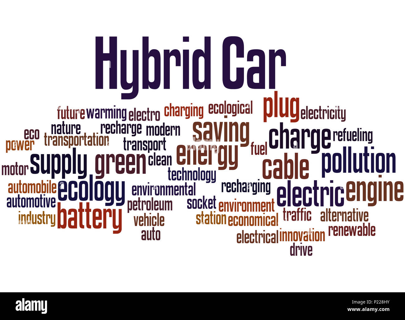Hybrid car, word cloud concept on white background Stock Photo - Alamy