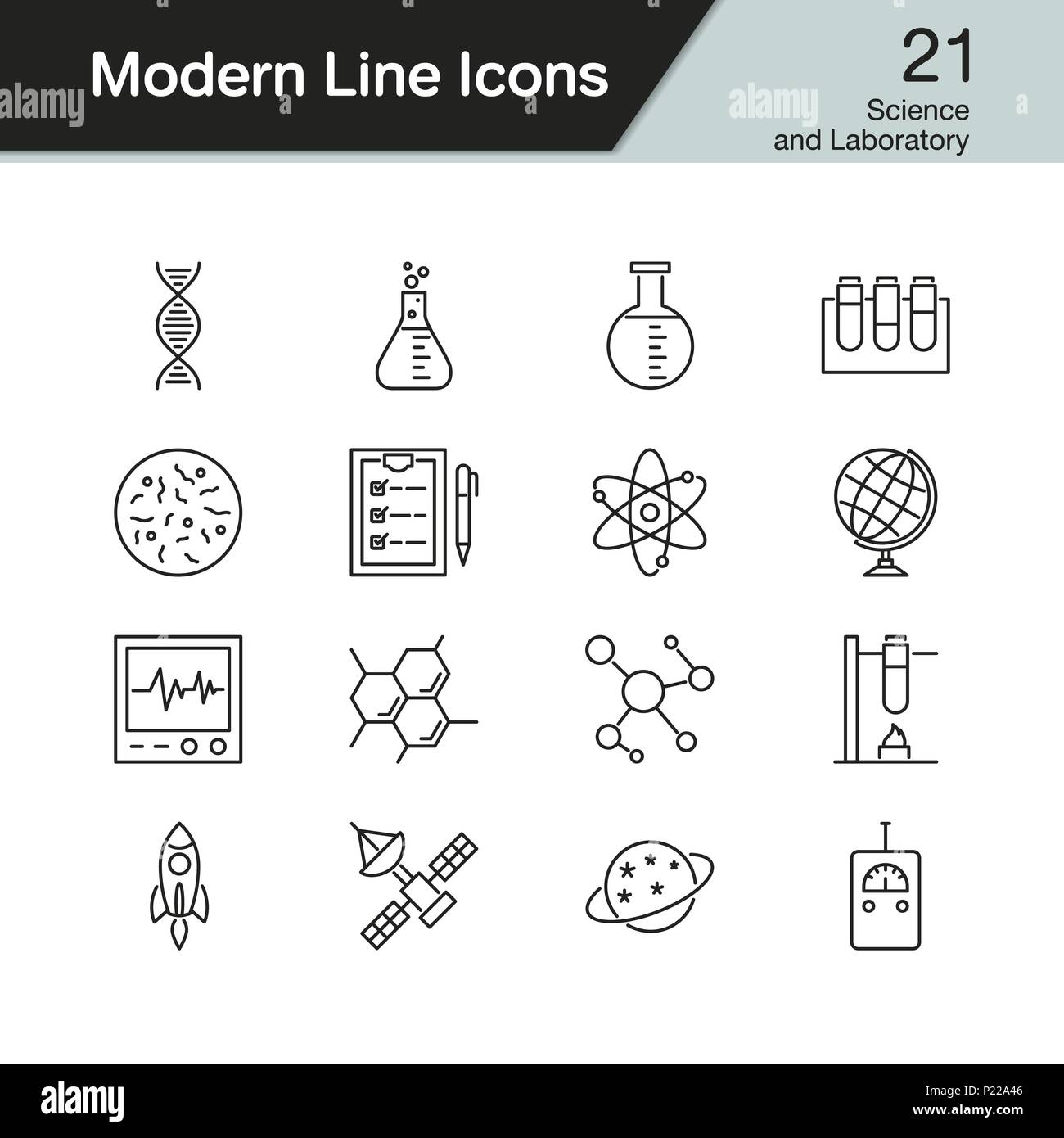 Science and Laboratory icons. Modern line design set 21. For ...