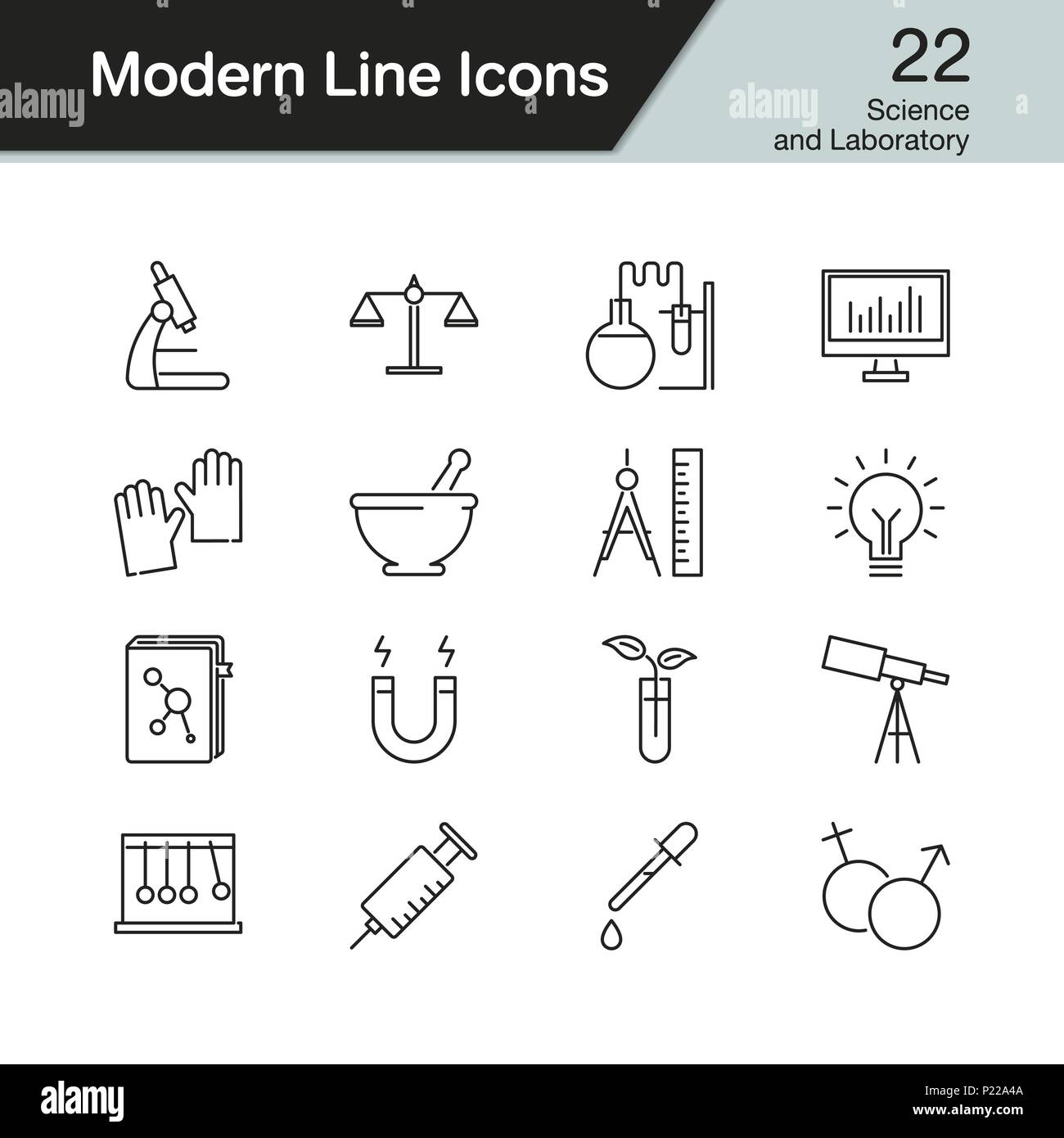 Science and Laboratory icons. Modern line design set 22. For ...