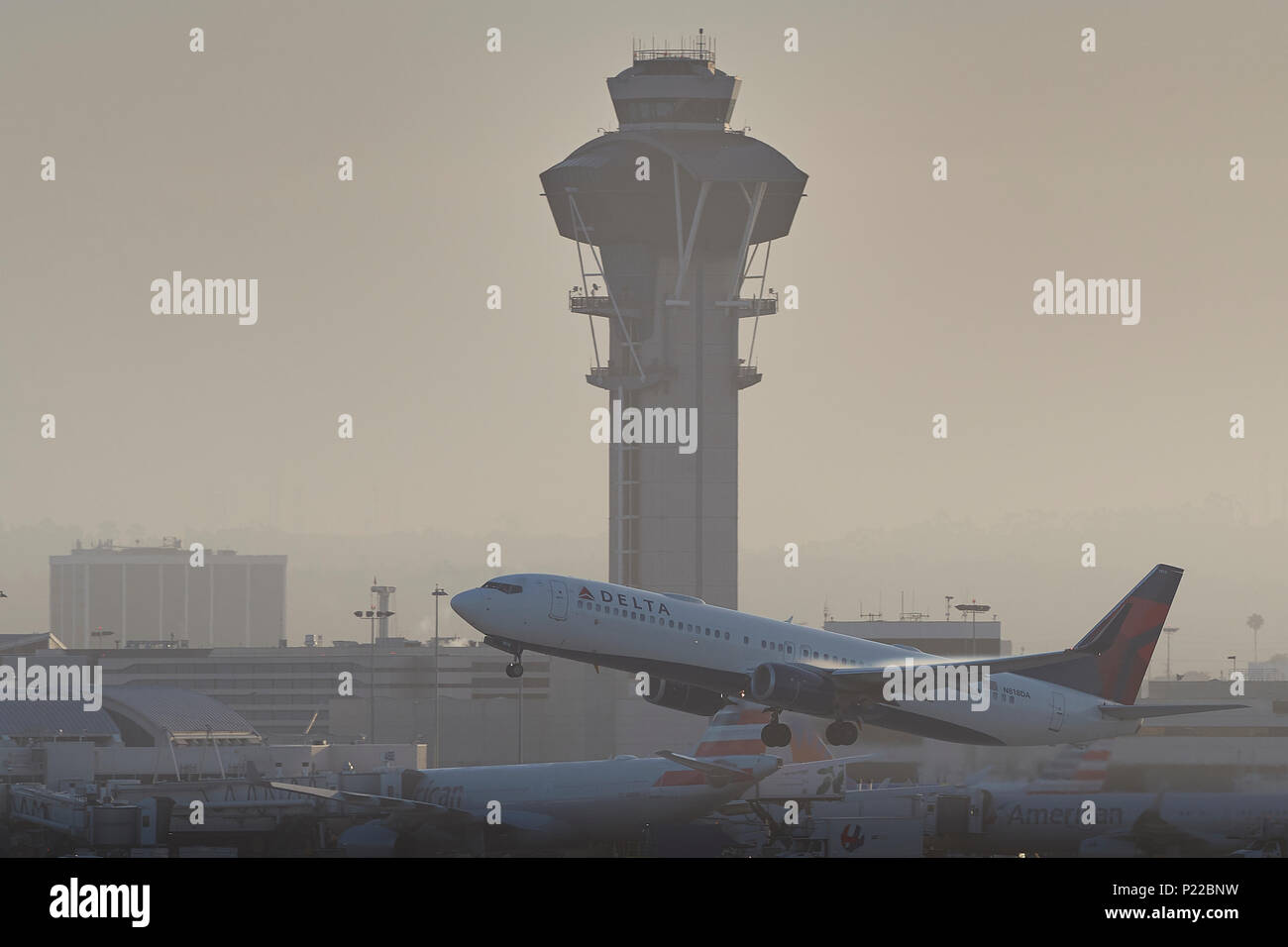 Delta Air Lines Boeing 737-800 Jet Taking Off At Los Angeles ...
