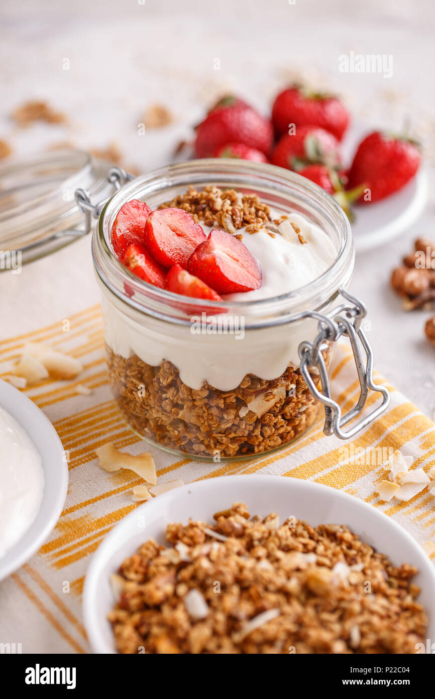 Yogurt strawberries in glass hi-res stock photography and images - Alamy