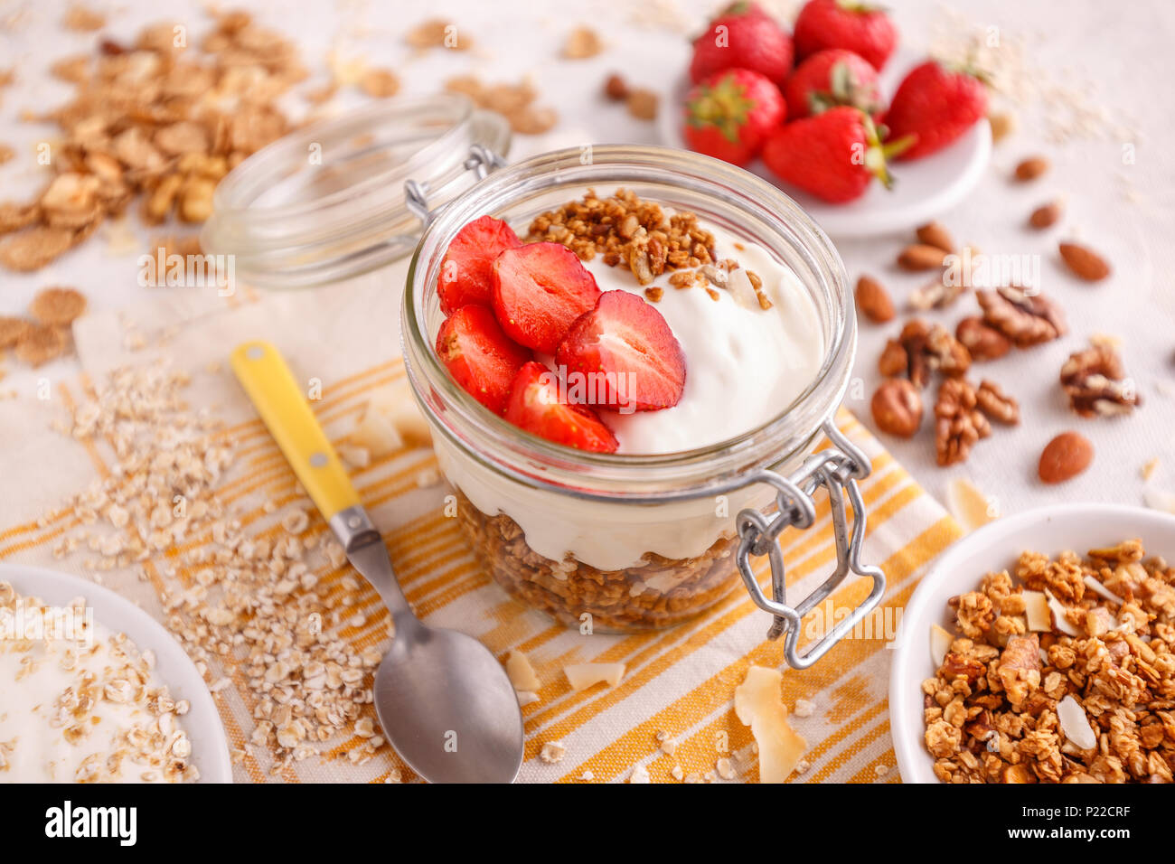 Greek yogurt strawberries granola hi-res stock photography and images - Alamy