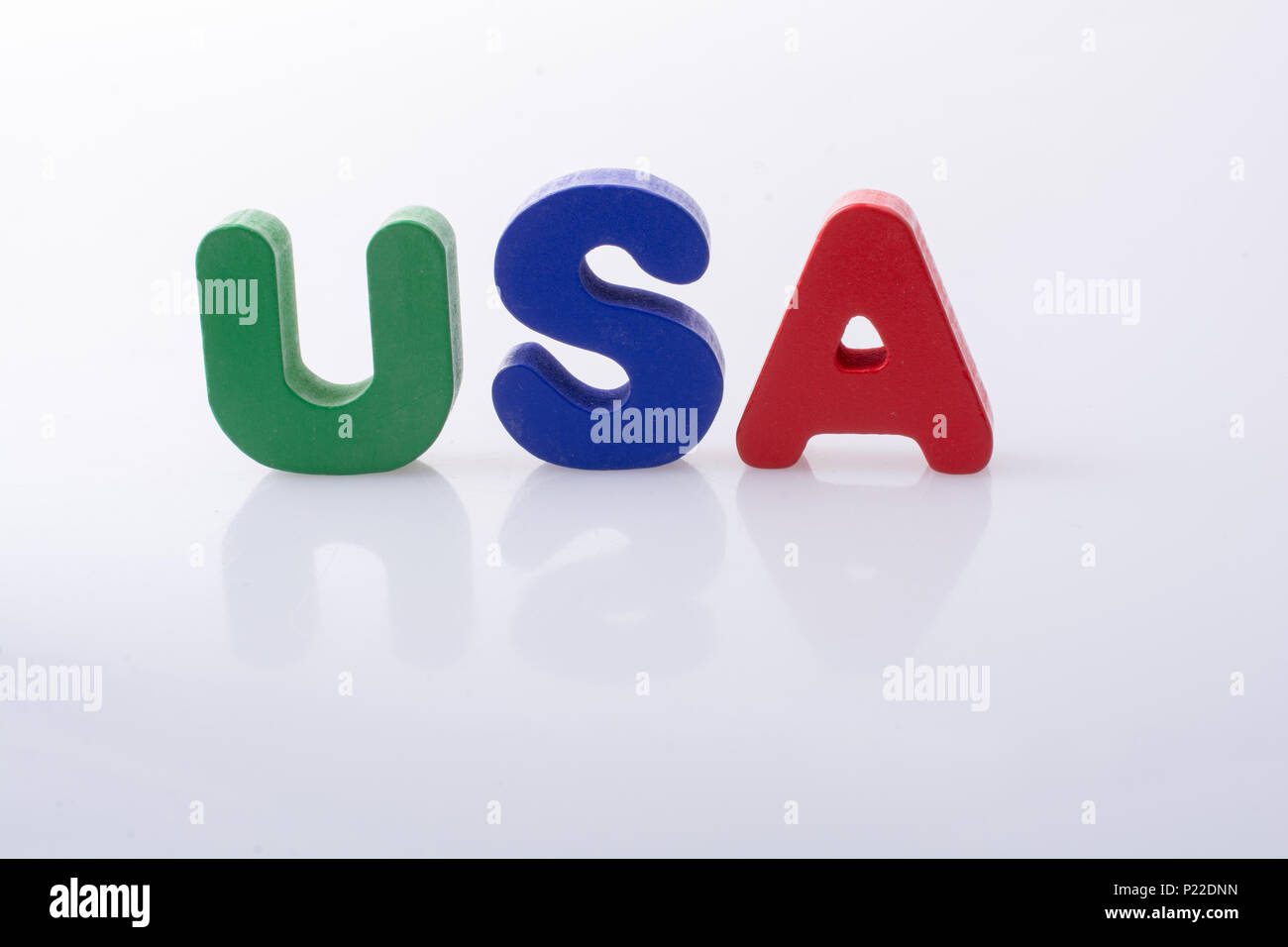 the word USA written with colorful letter blocks Stock Photo - Alamy