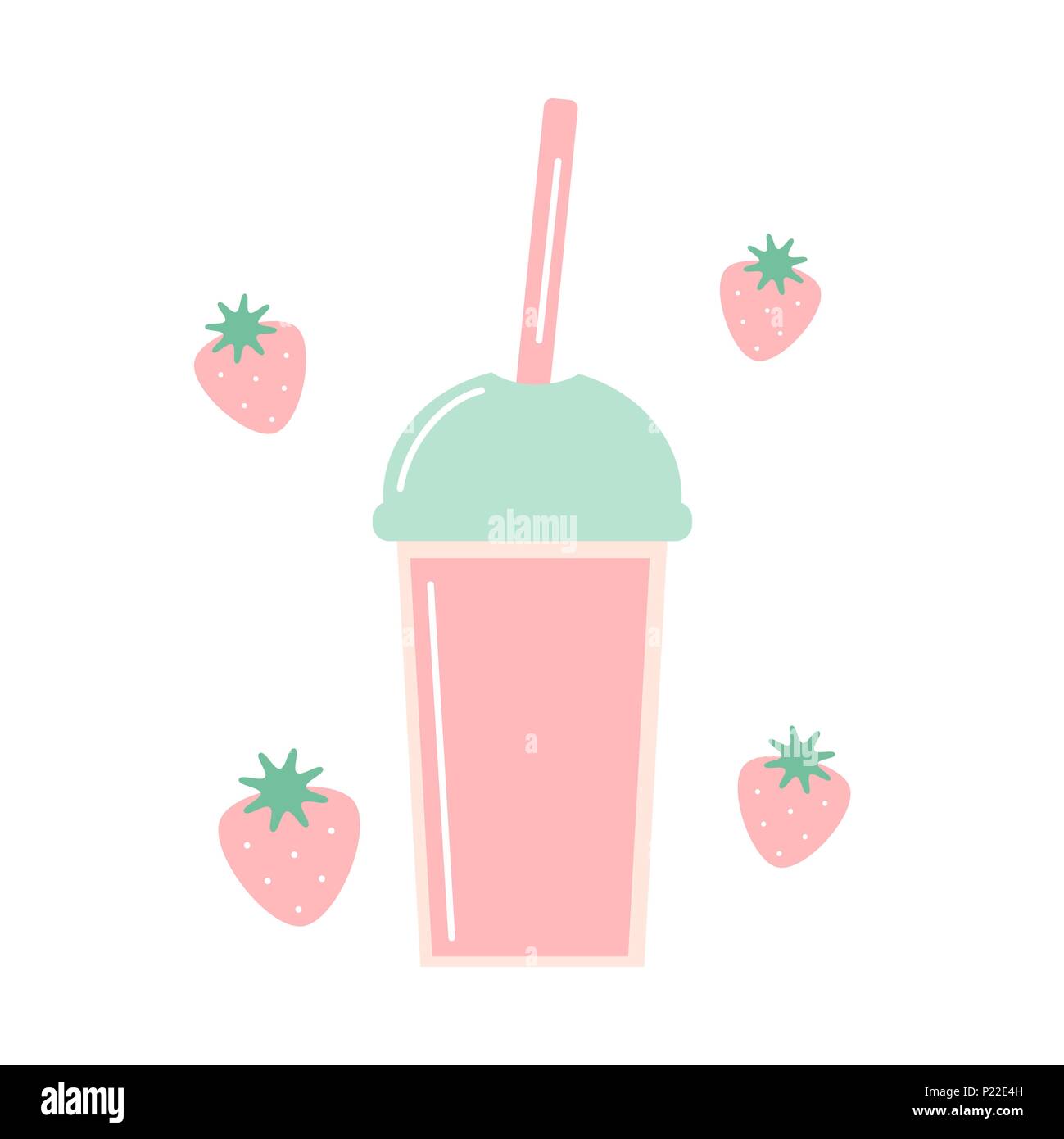 cute cartoon vector strawberry smoothie Stock Vector Image & Art - Alamy