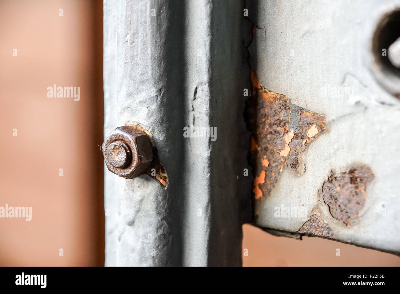 row of bolt, screw and nuts closeup - steel construction detail Stock ...