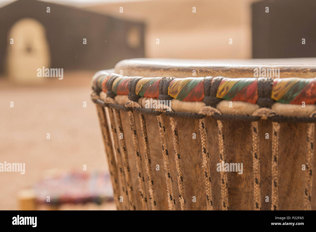 Morocco, Camp in Erg Chegaga of 'Sahara Services', drum Stock Photo - Alamy
