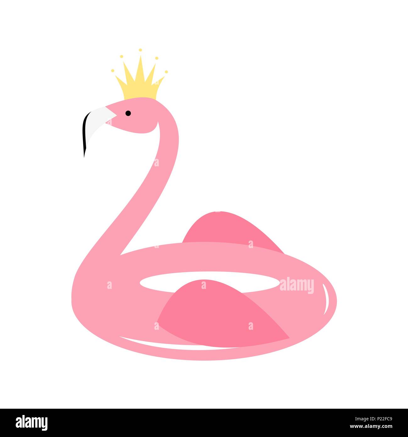 cute cartoon flamingo float vector illustration isolated on white ...