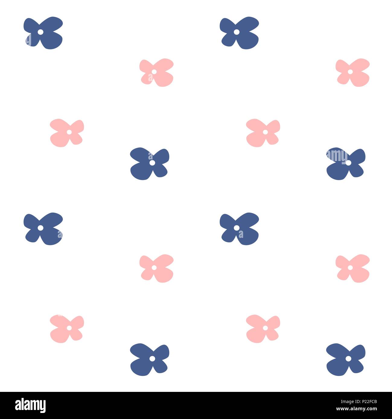 cute pink and blue abstract flowers seamless vector pattern background ...