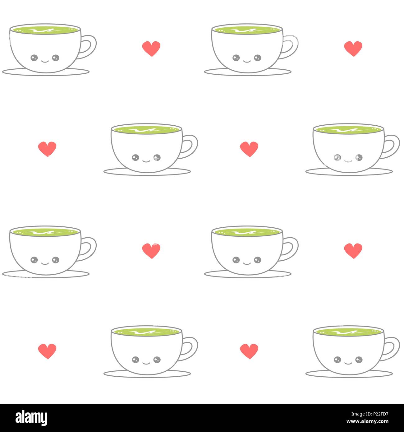 cute cartoon cup of mocha latte seamless vector pattern background ...