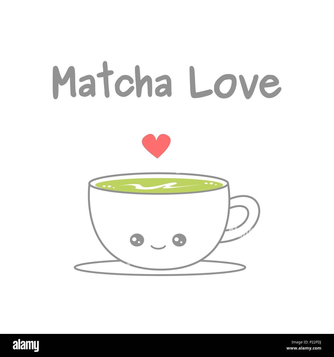 cute cartoon cup of matcha latte vector illustration isolated on white ...