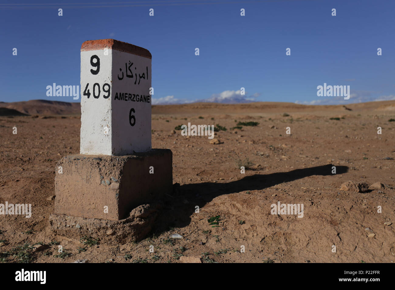 Morocco, Amerzgane, N9 road, milestone Stock Photo - Alamy