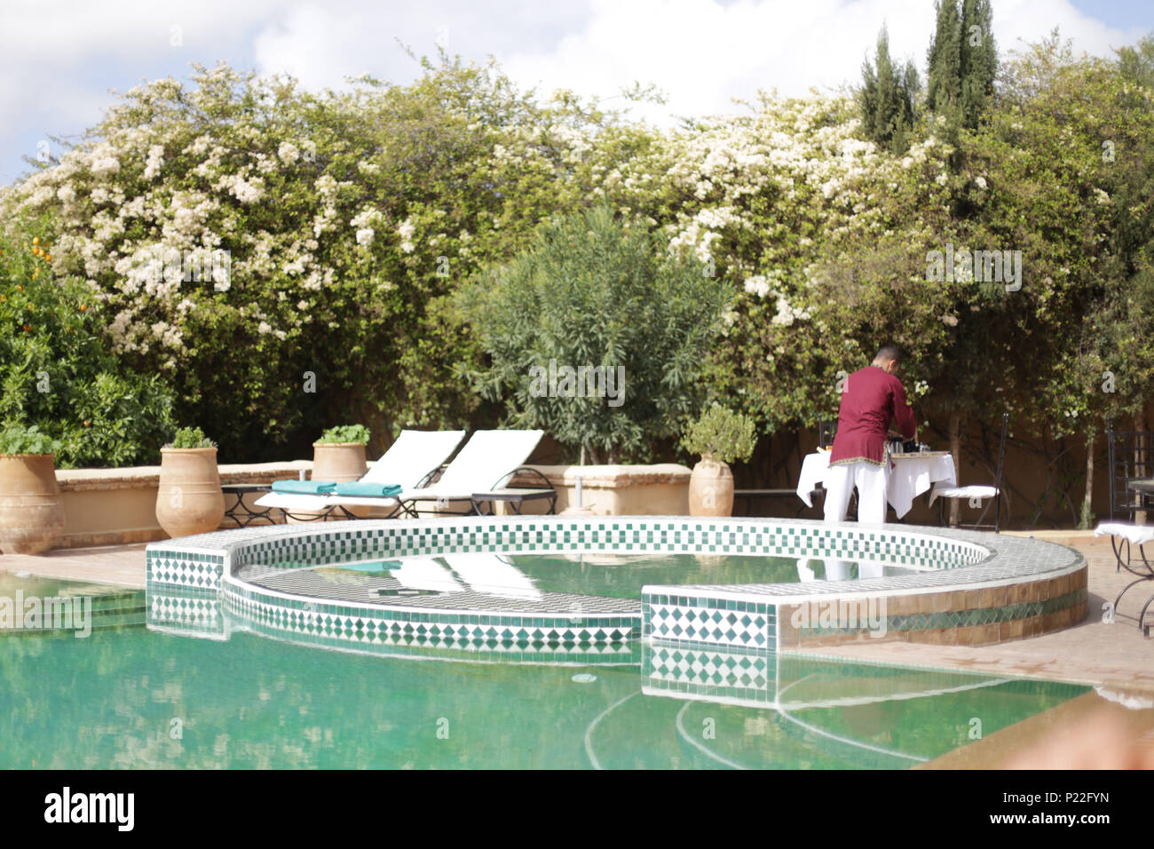 Morocco, Taroudant, Domain Villa Talaa Resort, Pool Area Stock Photo ...