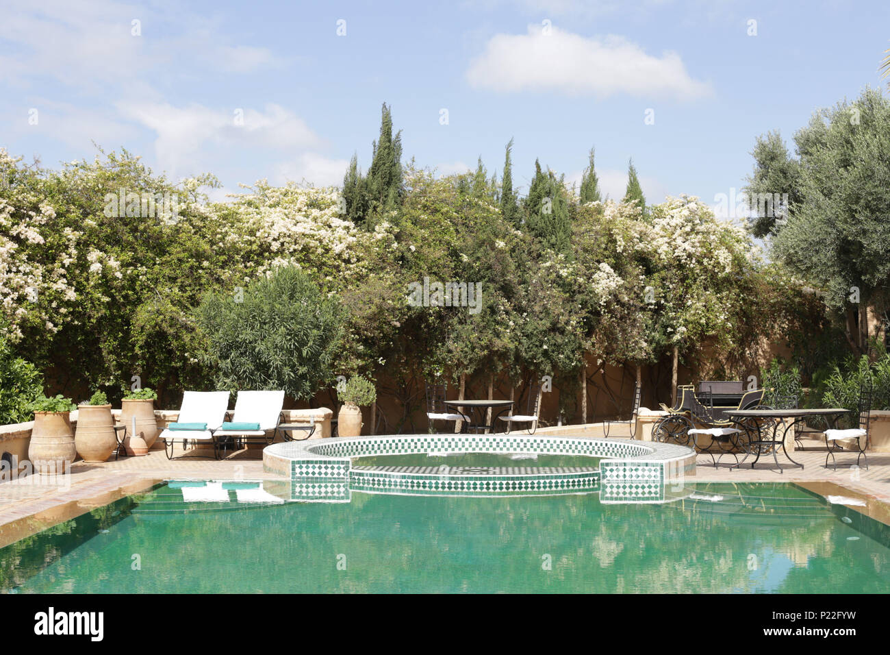 Morocco, Taroudant, Domain Villa Talaa Resort, Pool Area Stock Photo ...
