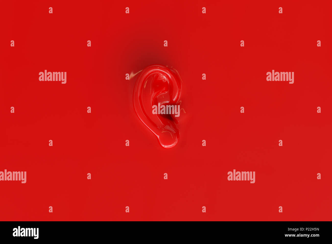 An ear as background in red lacquer look -- 3D Rendering Stock Photo ...