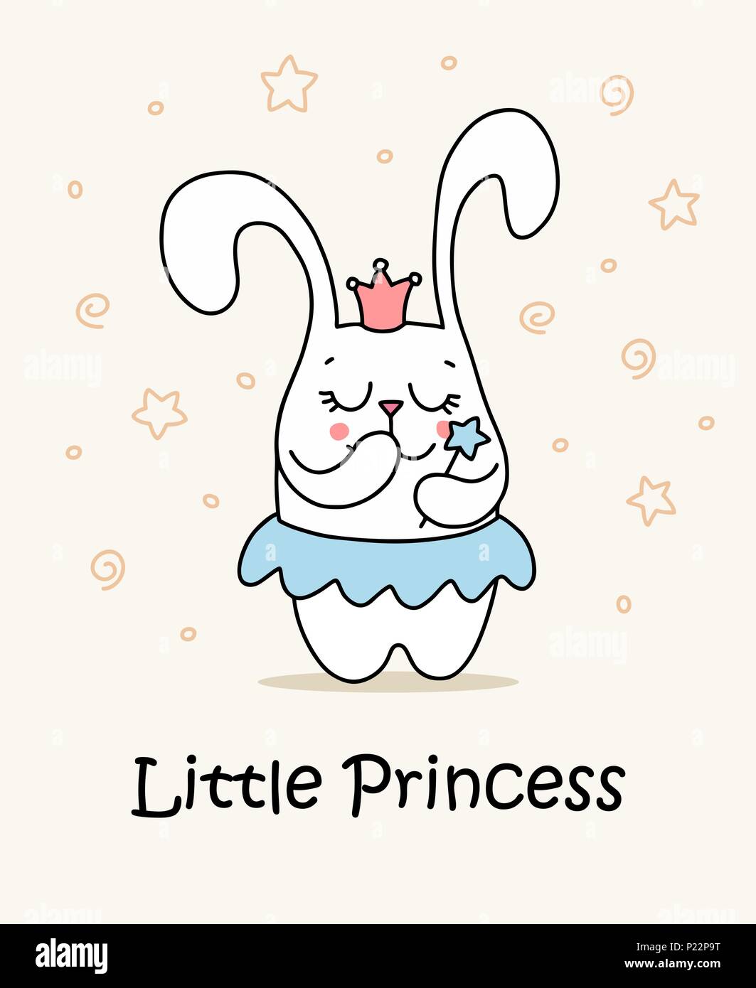 Outline Drawing A Cute Rabbit Girl Fairy In The Princess