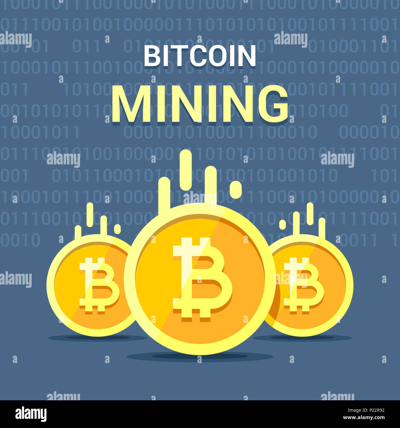 Colorful flat vector illustration of cryptocurrency bitcoin process ...