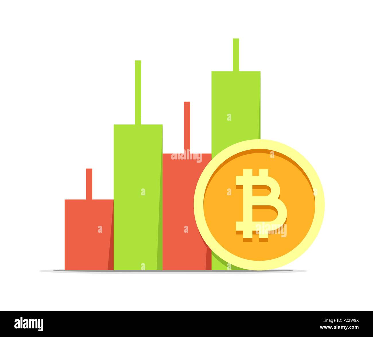 Bitcoin value data chart modern concept. Cryptocurrency flat vector ...