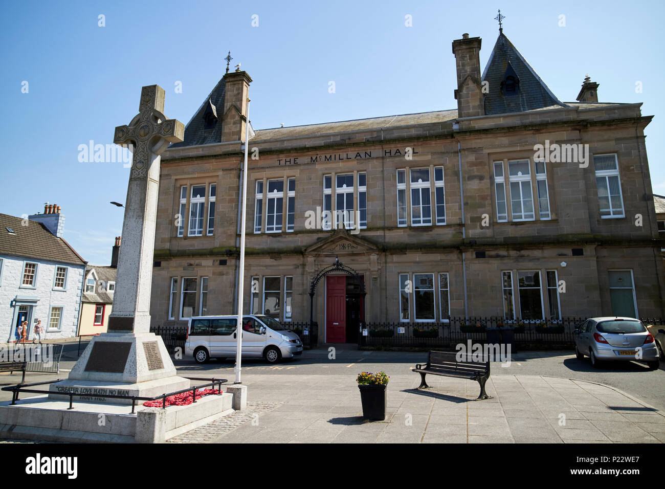 The McMillan Hall and war memorial in dashwood square Newton Stewart ...