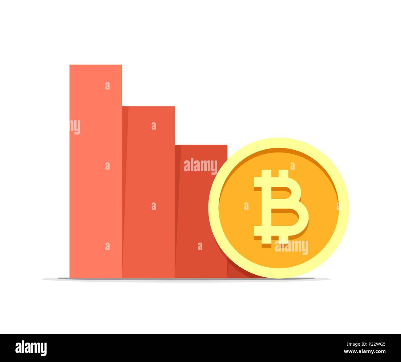Bitcoin value drop concept illustration isolated on white background ...