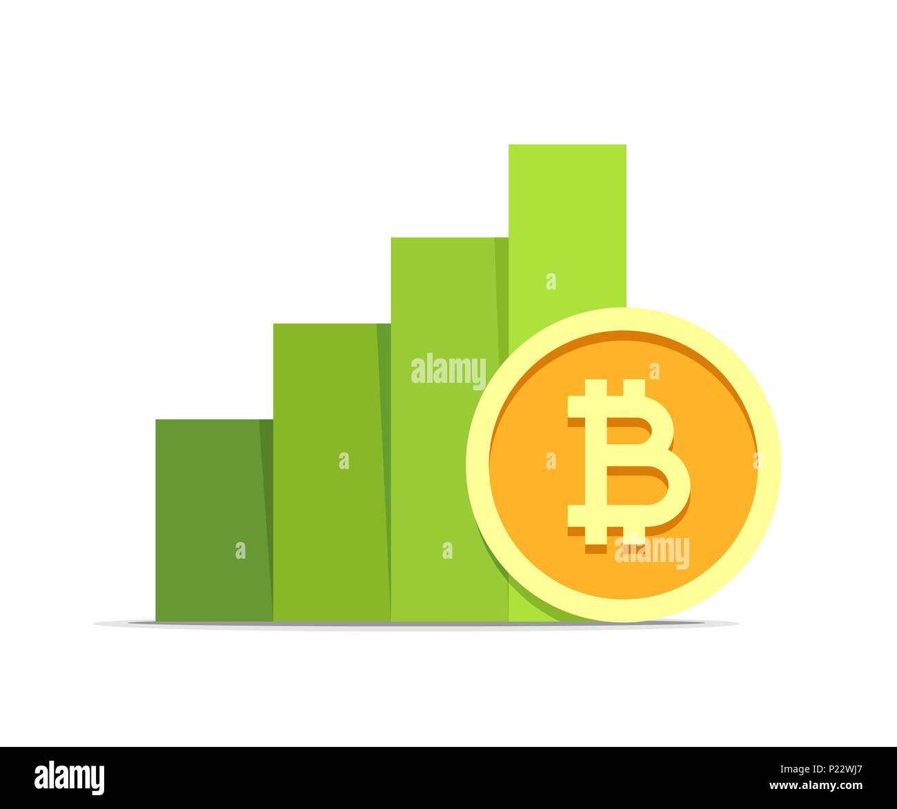 Bitcoin value growth concept illustration isolated on white background ...