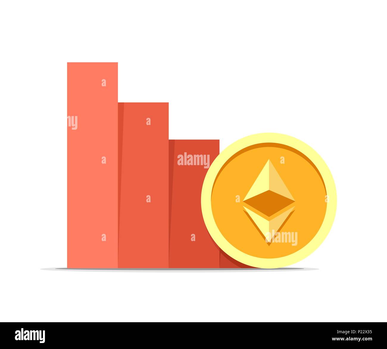 Ethereum value drop concept illustration isolated on white background ...
