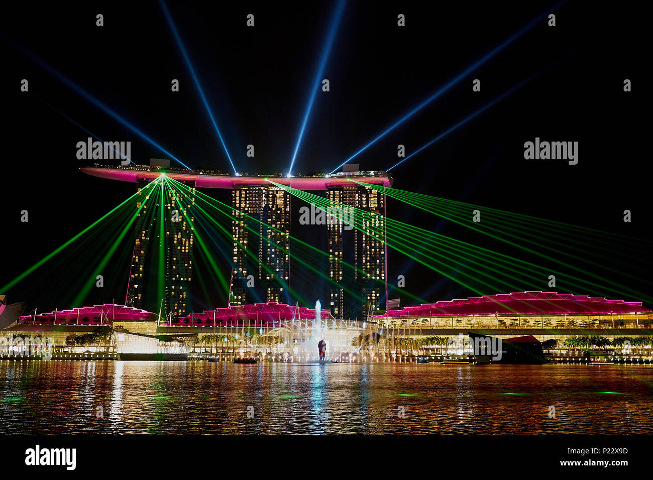 SINGAPORE - The laser show at the Marina Bay Sands Stock Photo - Alamy