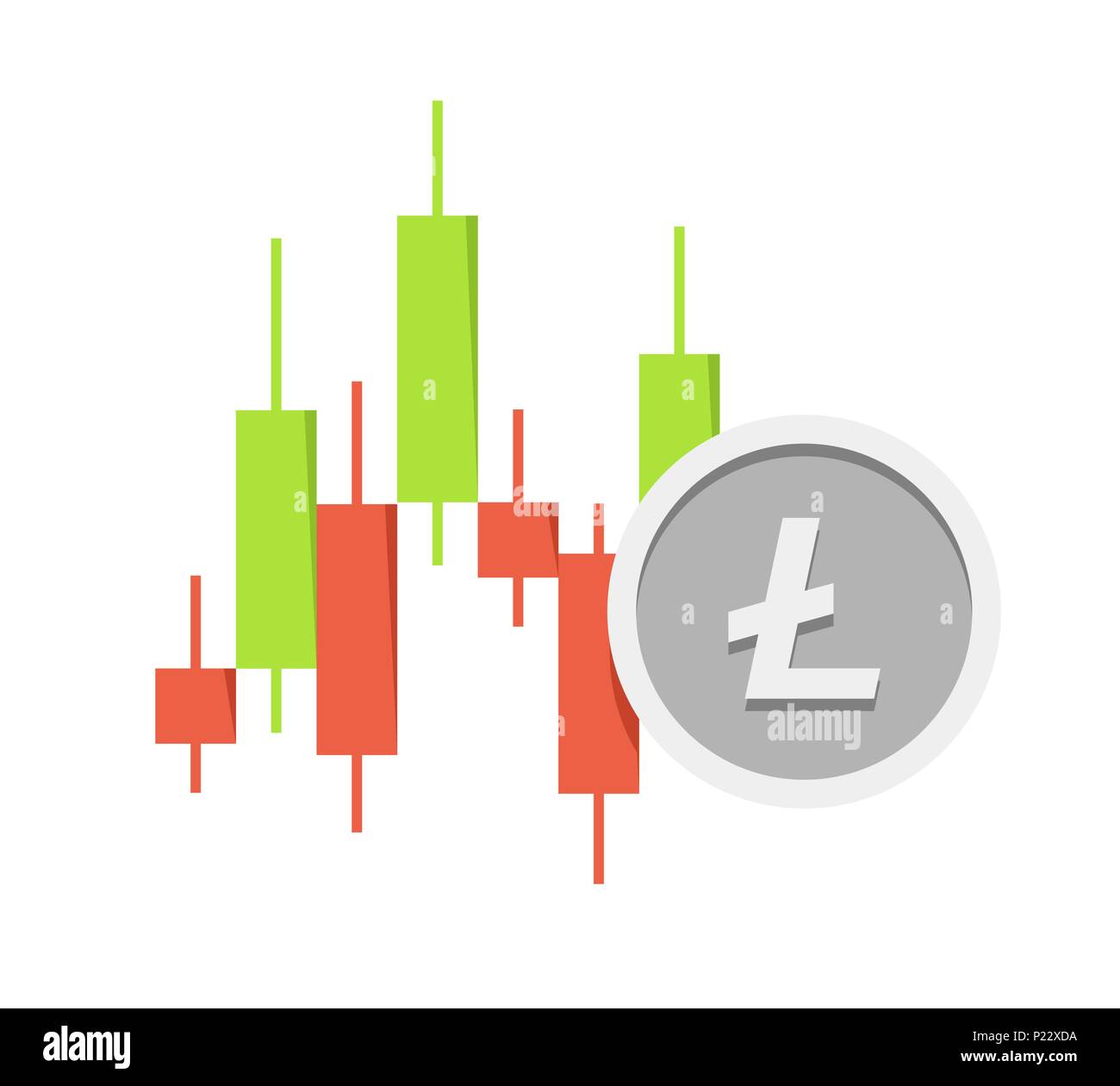 Litecoin value graphical chart isolated on white background ...