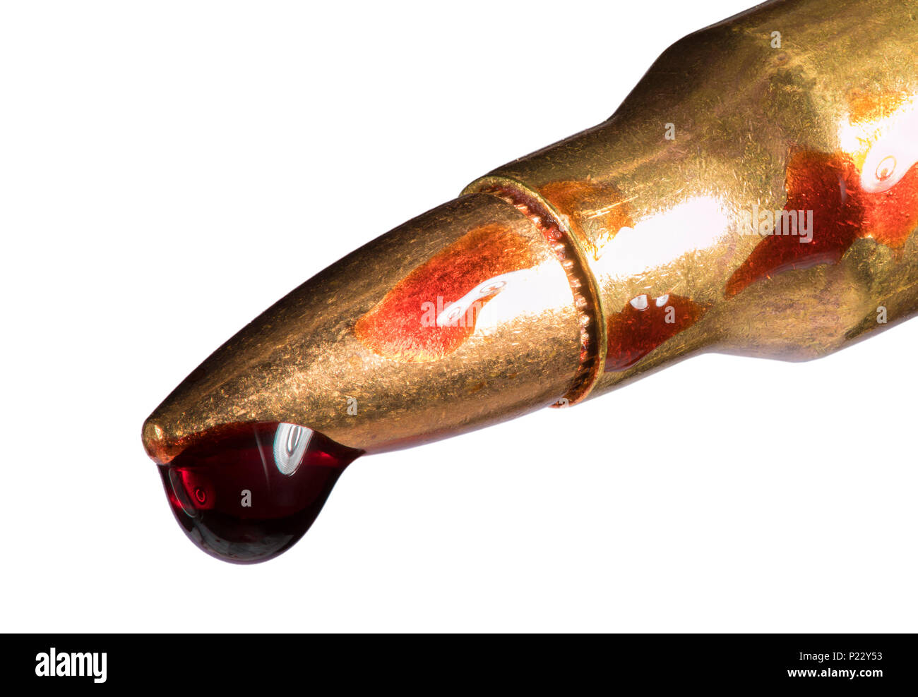 Cartridge often used in an assault rifle with blood Stock Photo - Alamy