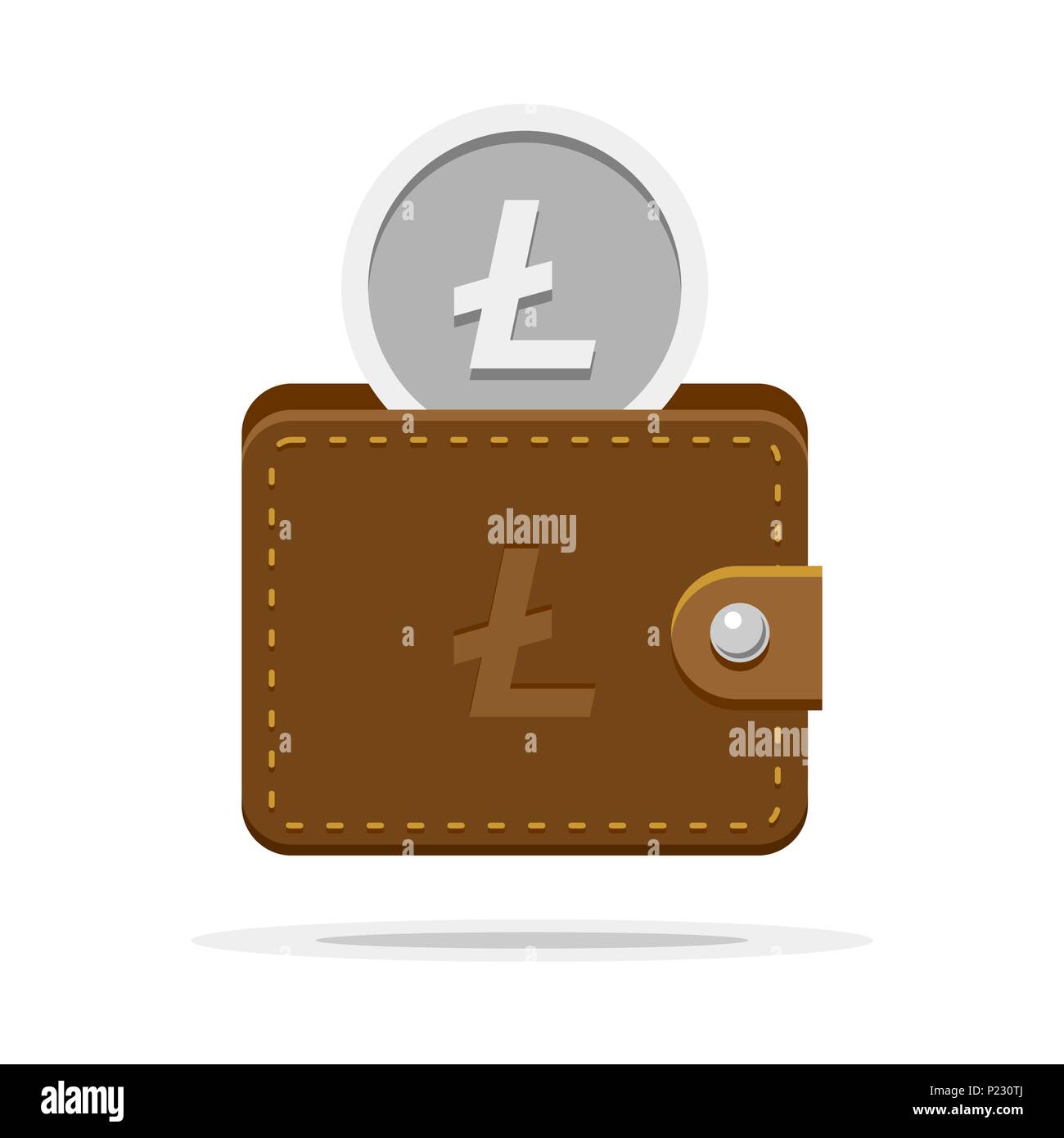 Litecoin wallet and coin inside isolated on white background. Vector ...