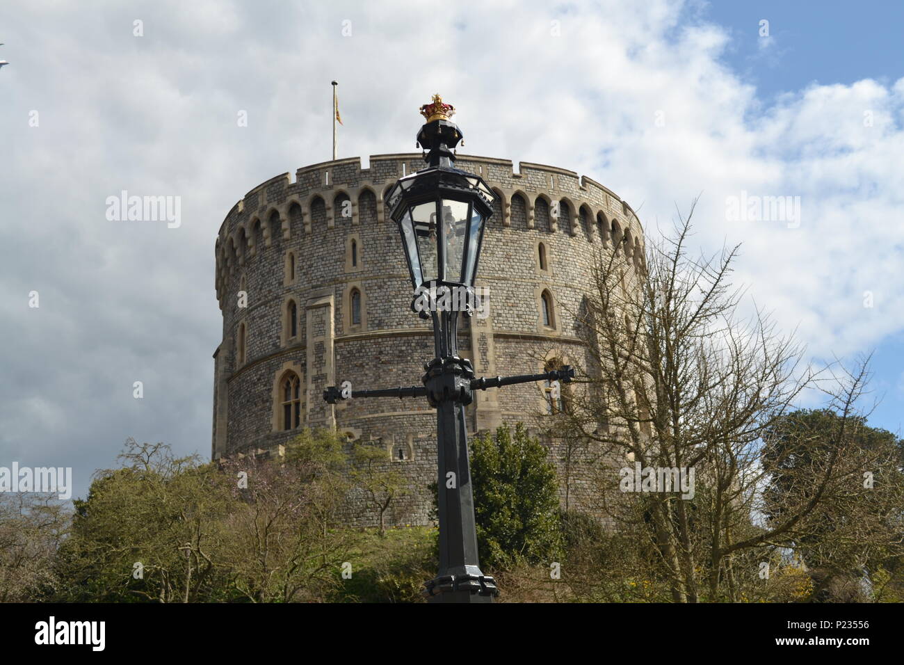 Windsor Castle Keep with lamppost Stock Photo - Alamy
