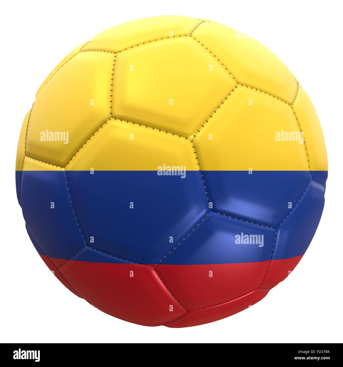 3d rendering of a Colombia flag on a soccer ball. Colombia is one of ...