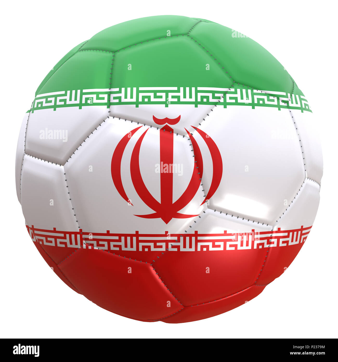 3d rendering of an Iran flag on a soccer ball. Iran is one of the team ...